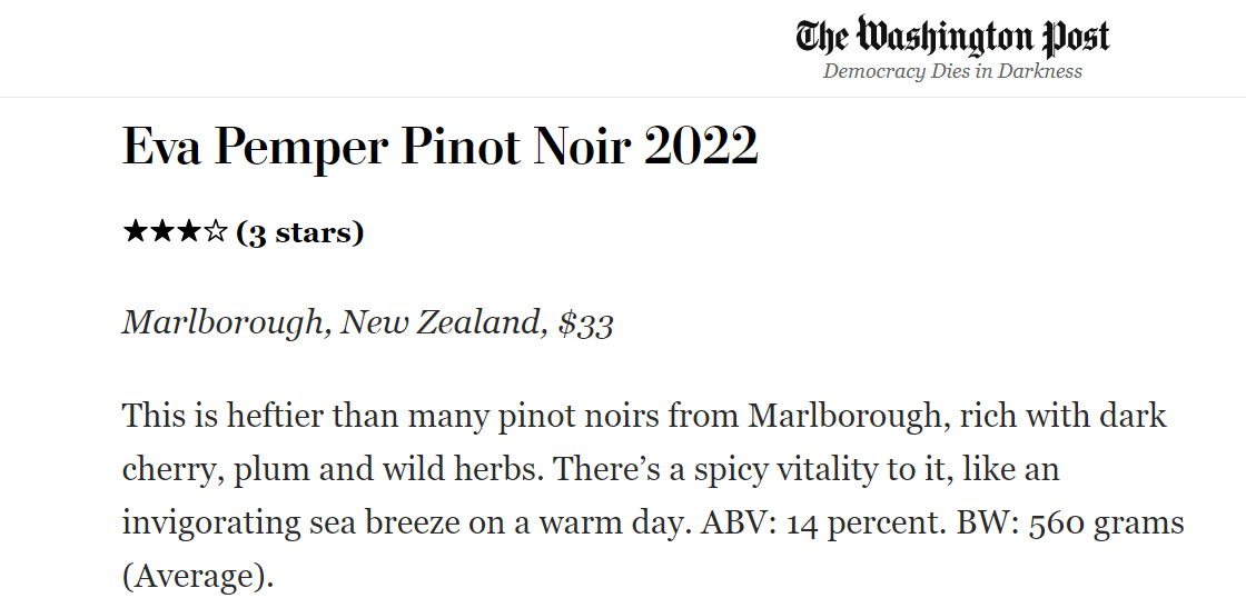2022 Pemper Pinot Noir, Marlborough, Wither Hills, New Zealand | The ...